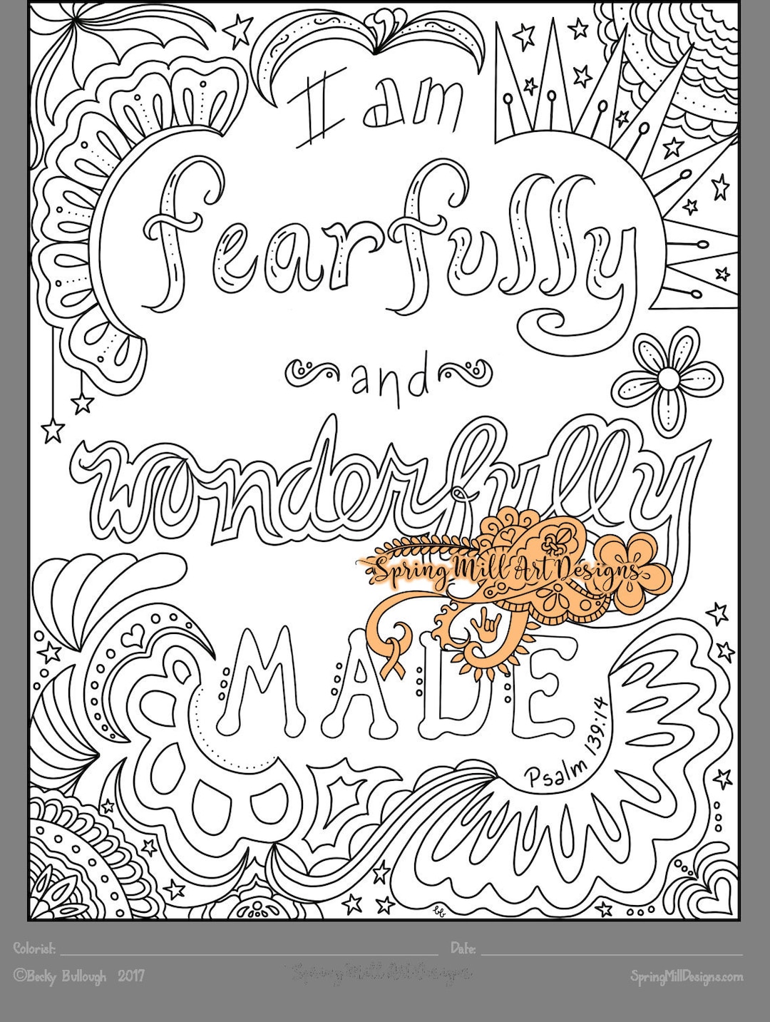 Christian Coloring Page: "i Am Fearfully and Wonderfully Made ...