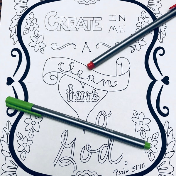 Psalm 51 Coloring Page - Etsy