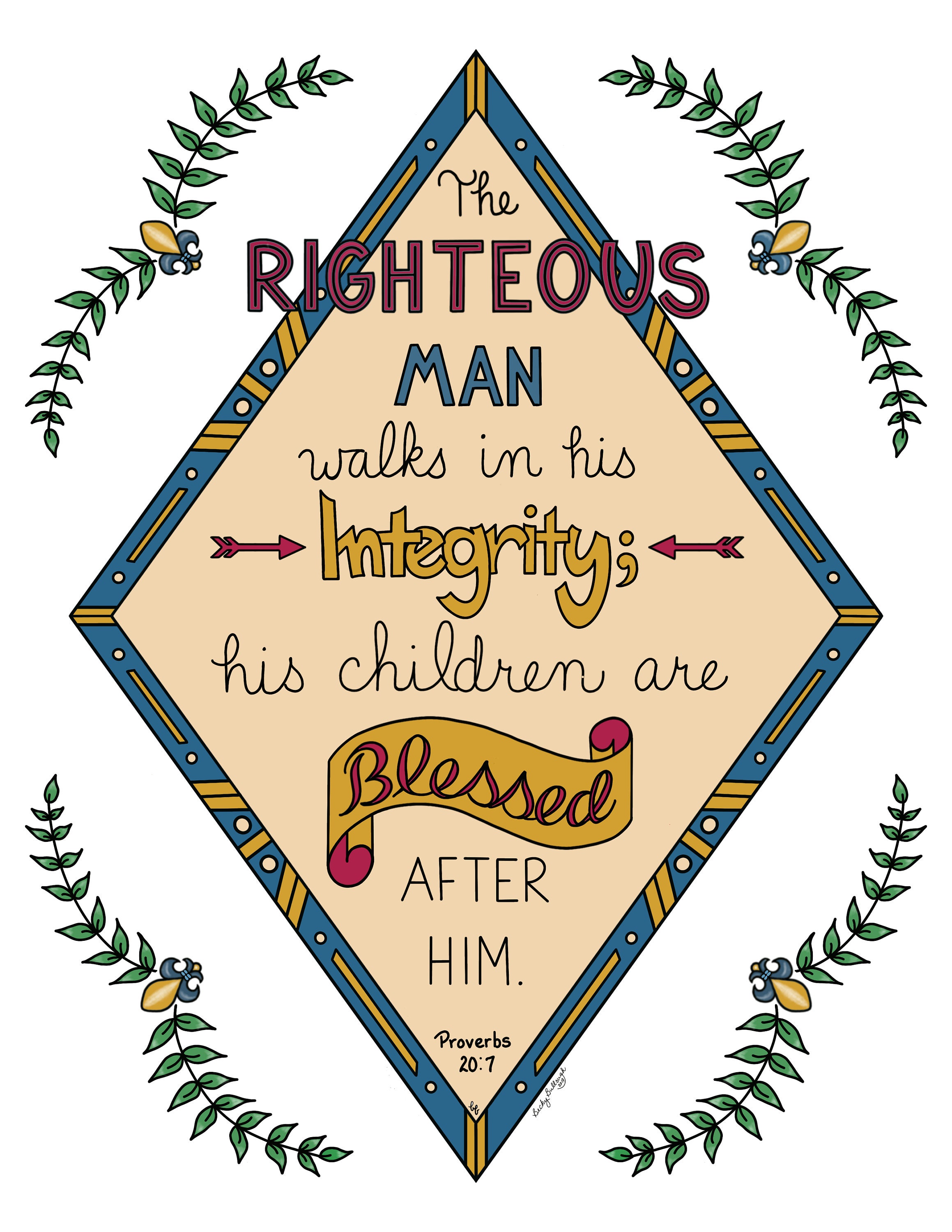 Father's Day Coloring Page With Scripture: the Righteous Man Walks in ...