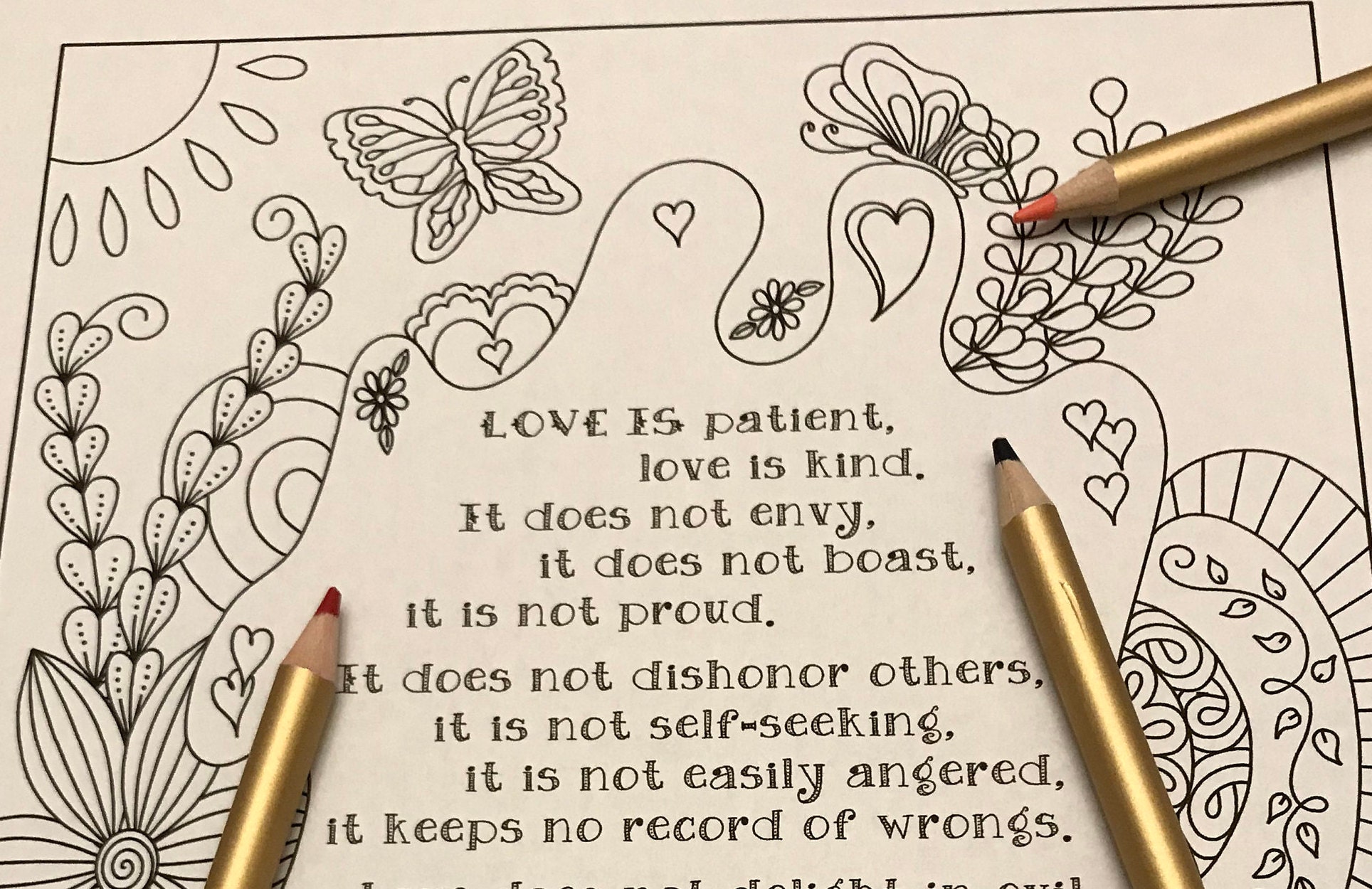 Coloring Page "love is Patient...love Never Fails." Beloved Scripture ...