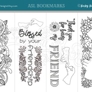 ASL Friend: 4 ASL Bookmarks to Color, Sign for “friend” and “I Love You ...