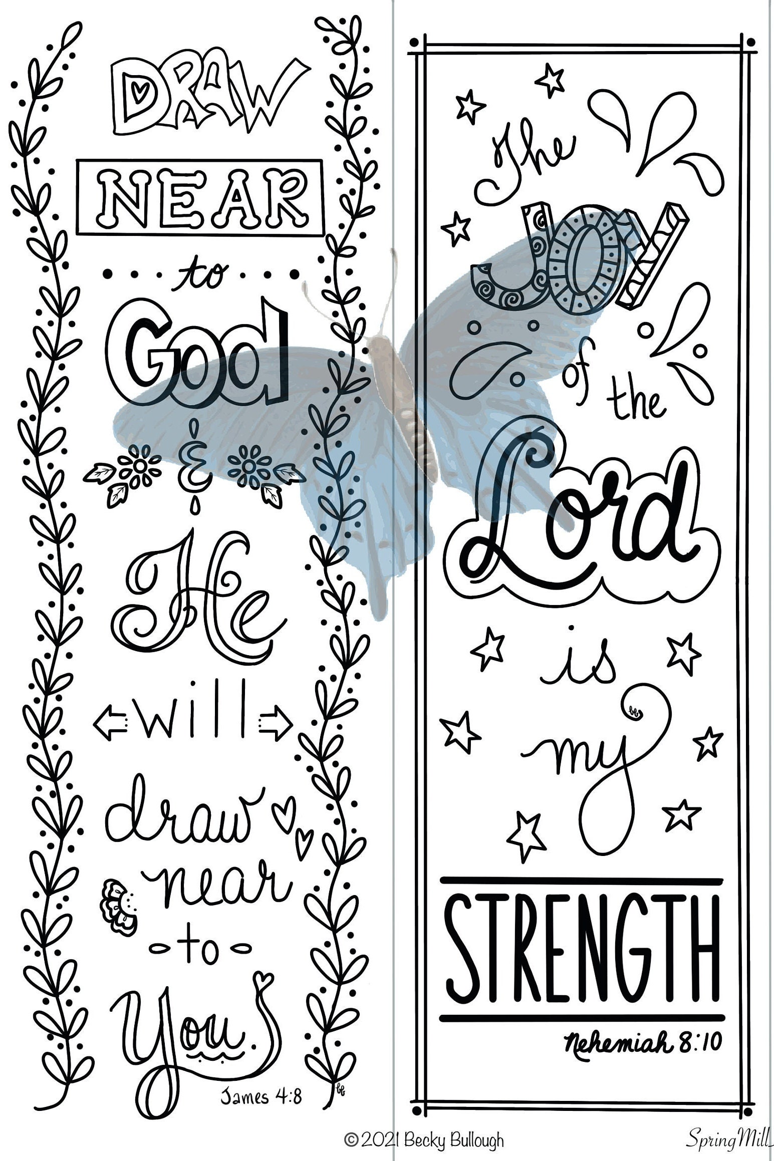 Draw Near to God, 4 Bible Bookmarks to Color. Hand Lettered and ...