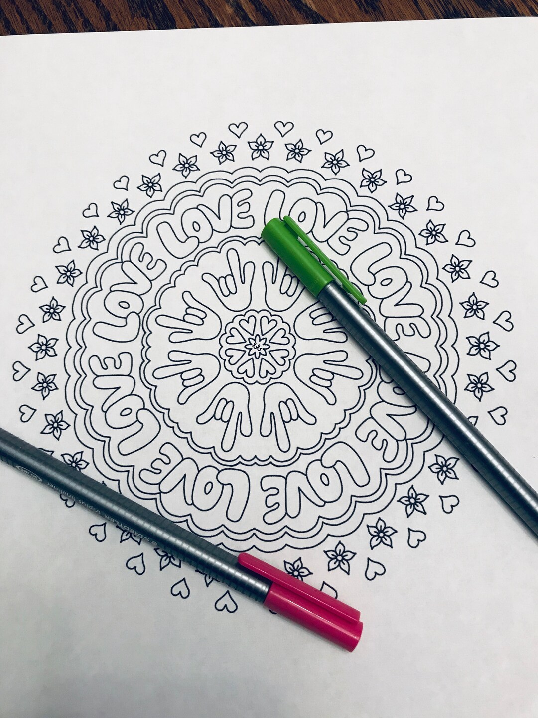 Coloring Page "asl Love Mandala" Printable - Etsy