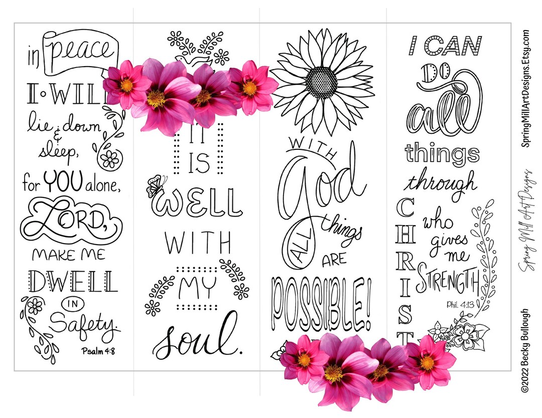 Bible Bookmarks to Color. With God All Things Are Possible. Scripture ...