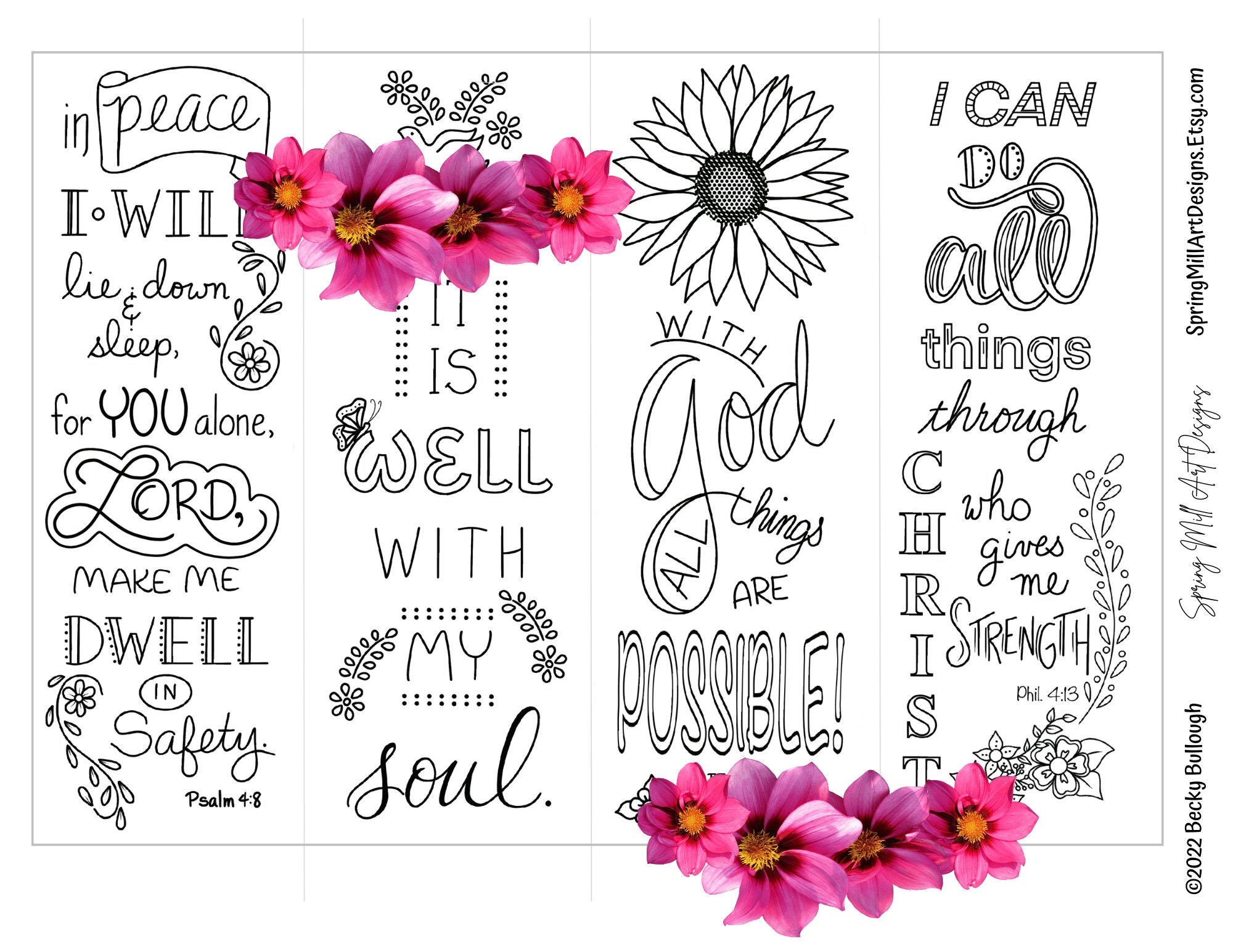 Bible Bookmarks to Color. With God All Things Are Possible. Scripture ...