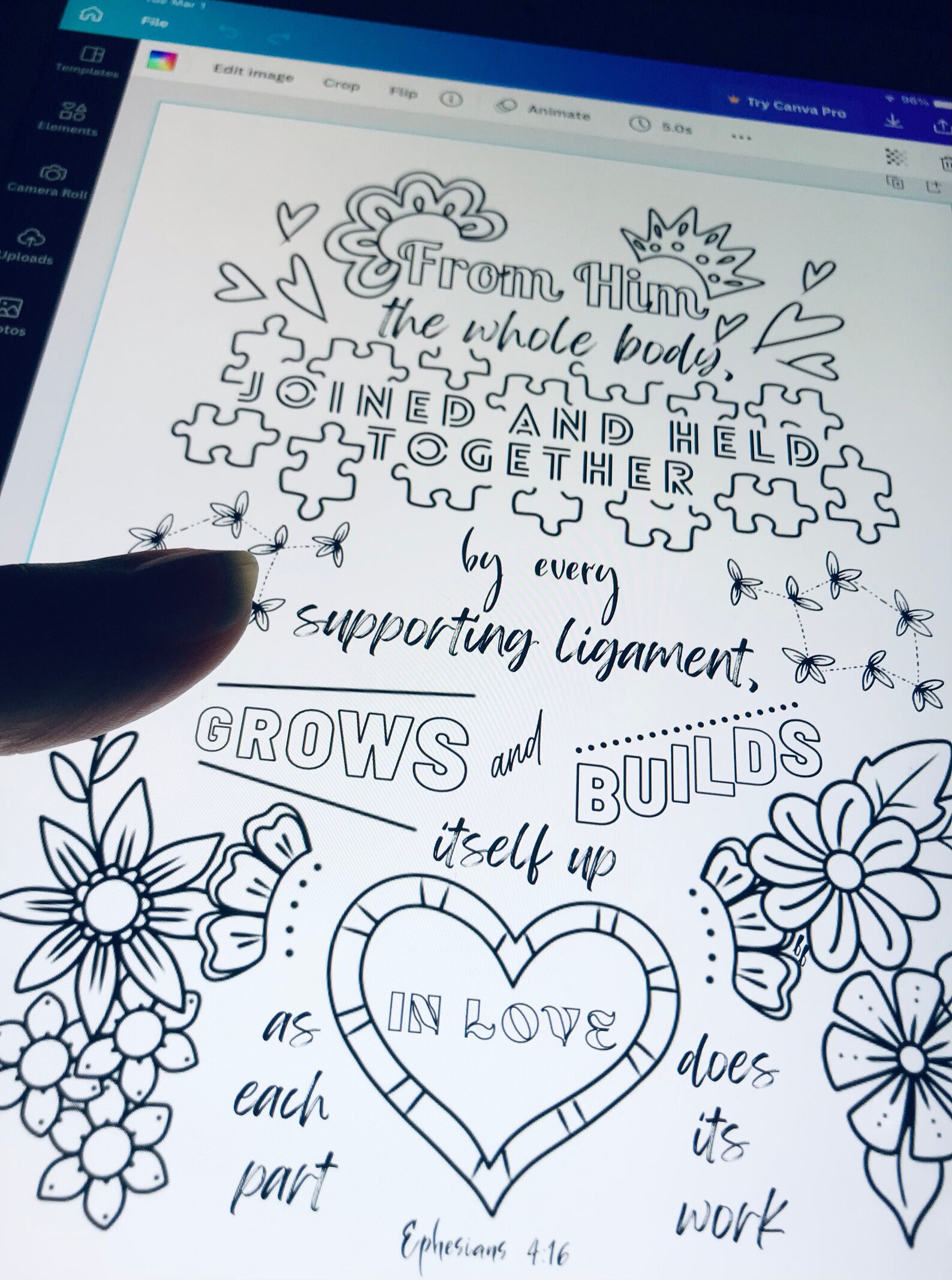 Scripture Coloring Page Ephesians 4:16. the Whole Body Joined Together ...