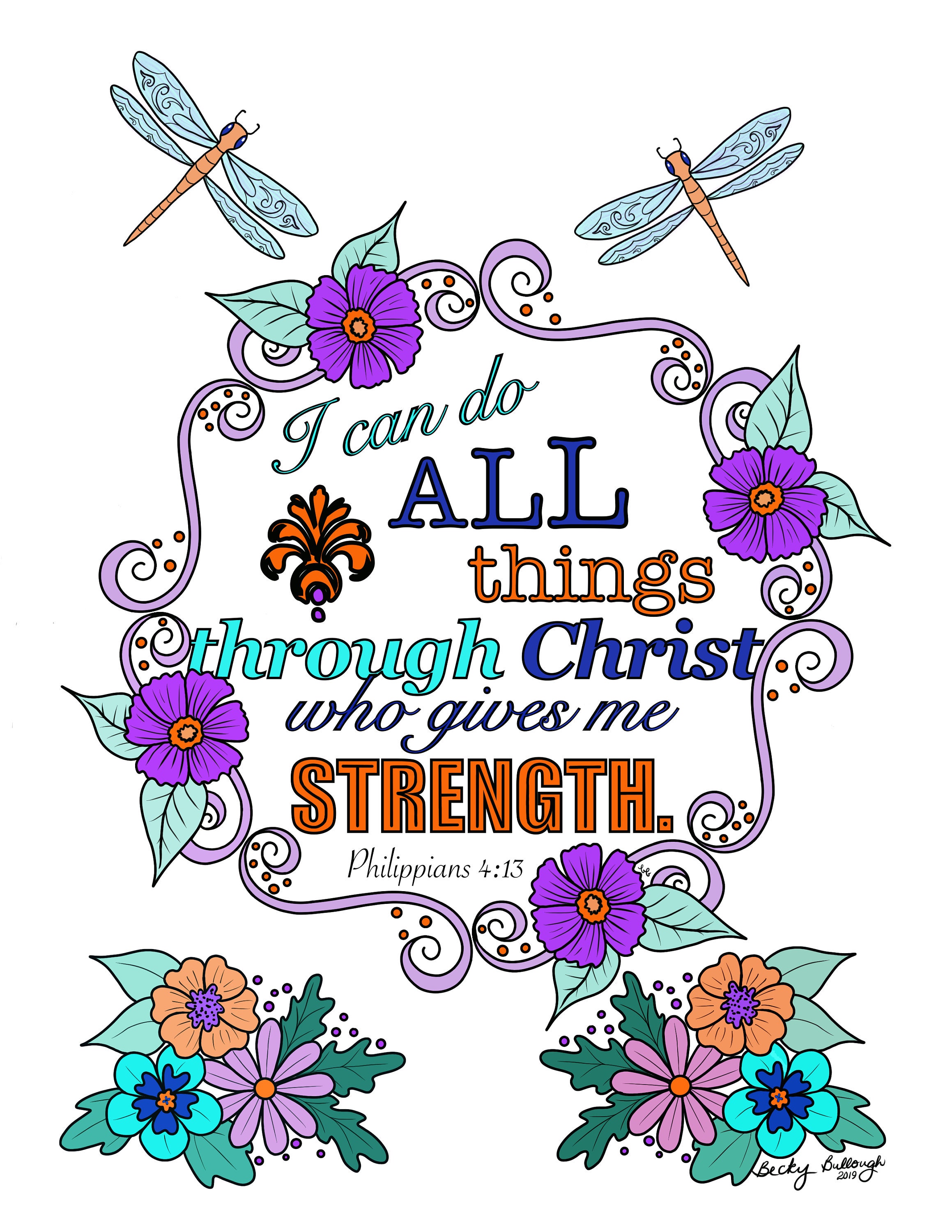 Christian Coloring Page "i Can Do All Things Through Christ ...