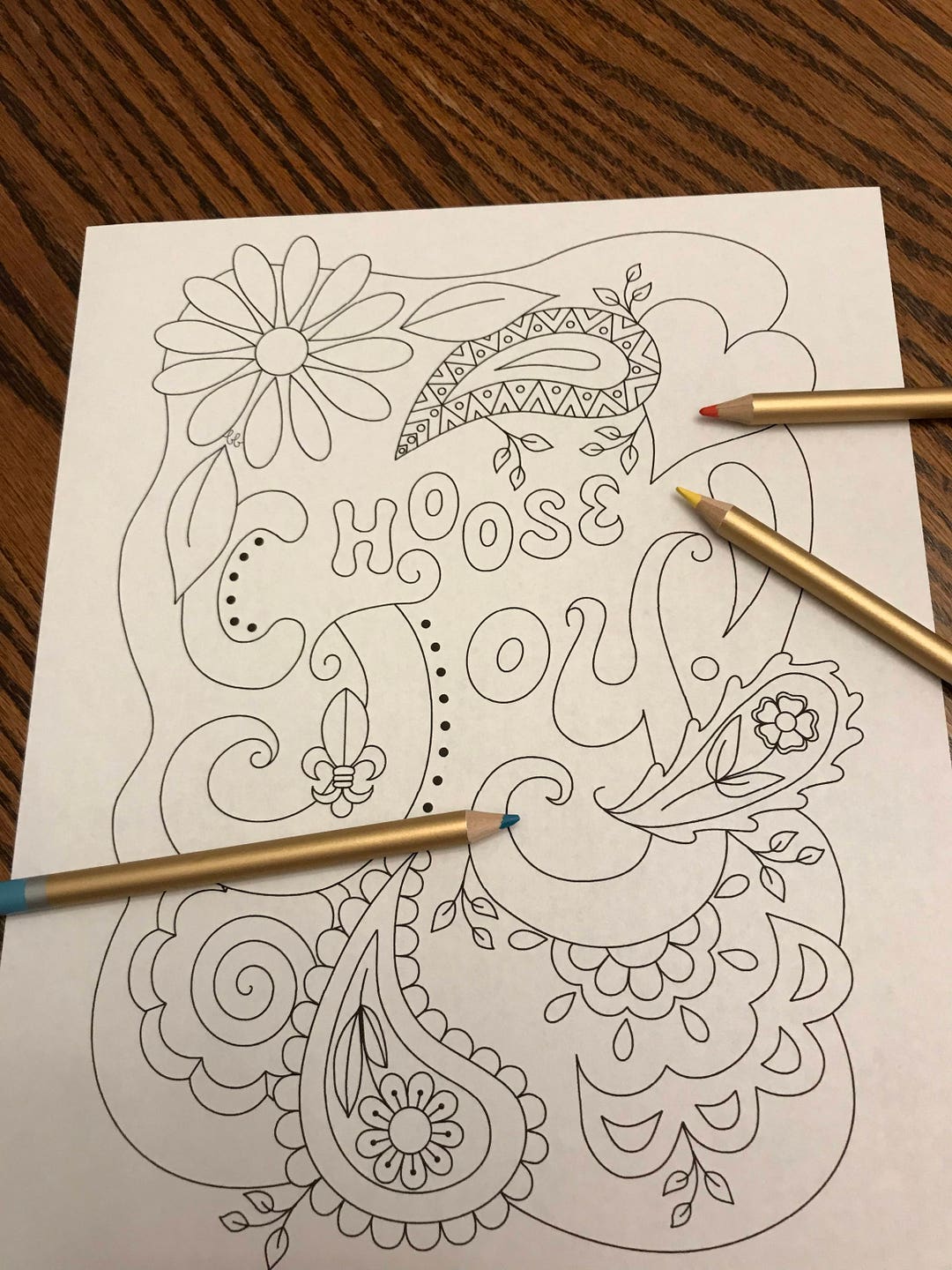 Coloring Page Choose Joy - Etsy