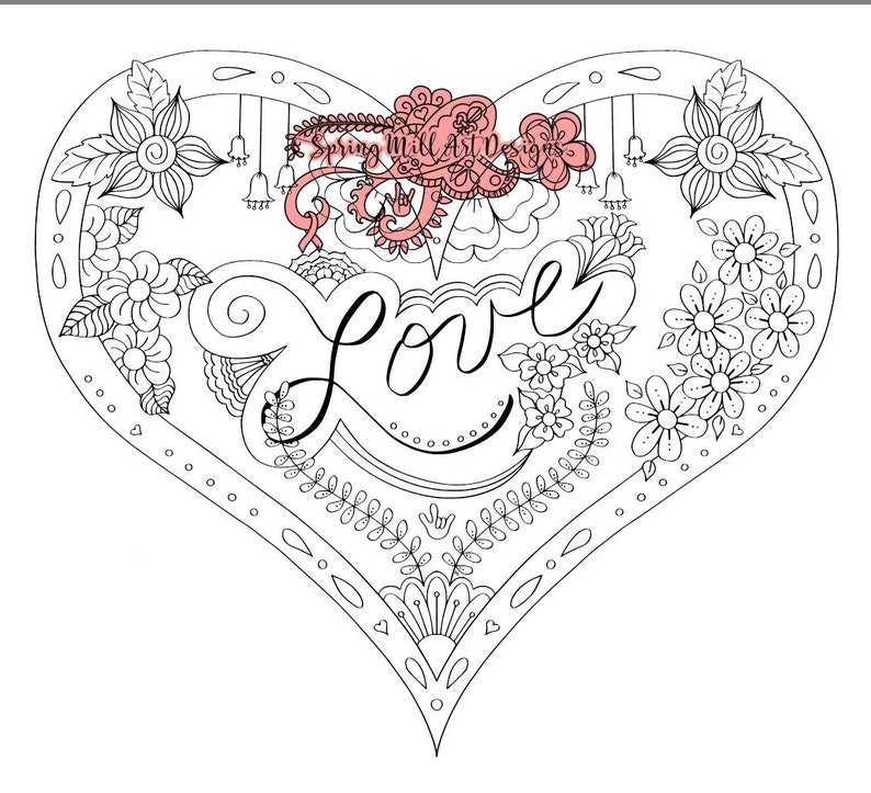 Heart ASL Love Coloring Page Printable - Etsy