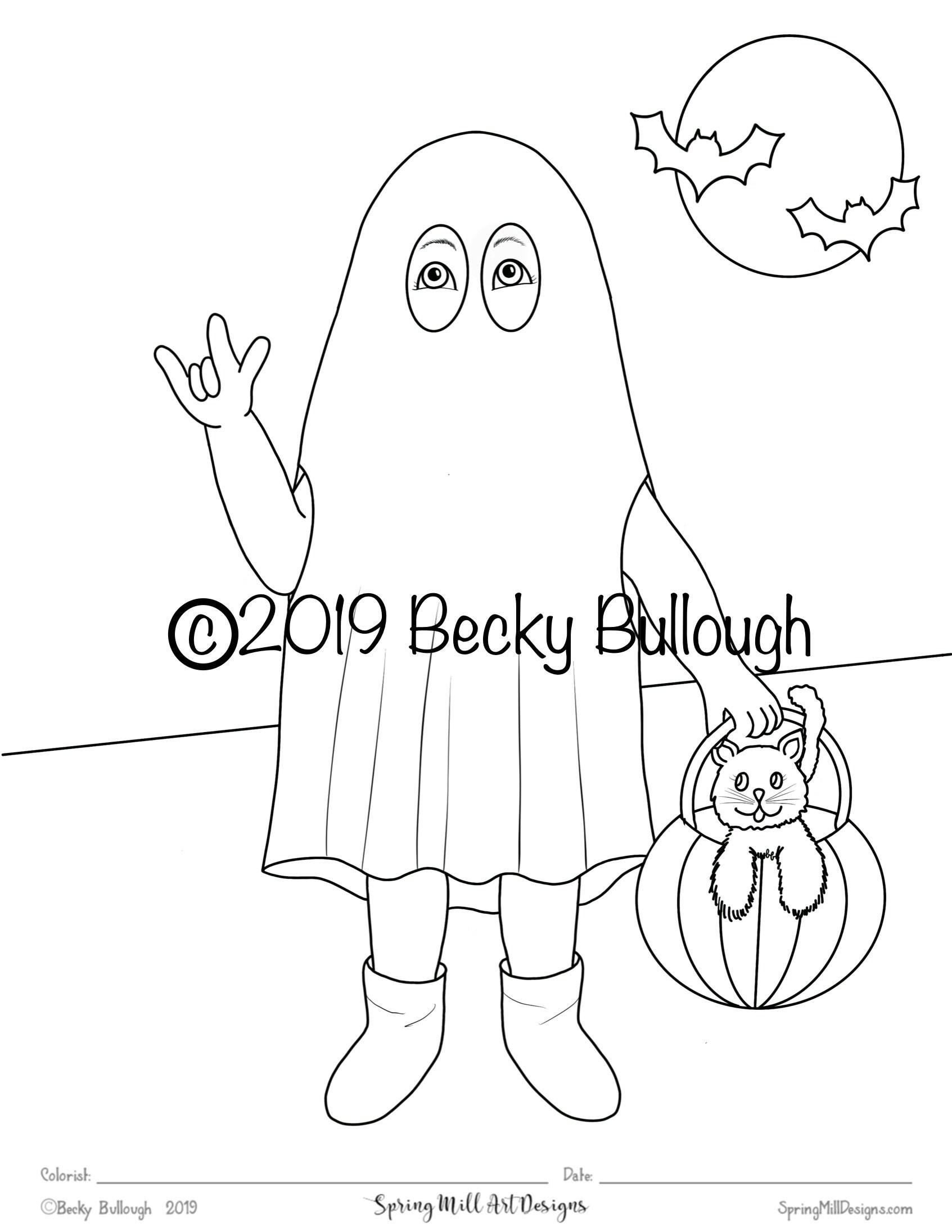Coloring Page Ghost Love Printable - Etsy
