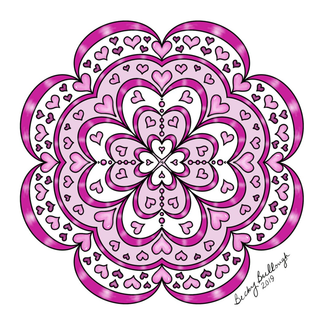 So Many Hearts! Coloring Page, Printable Mandala - Etsy