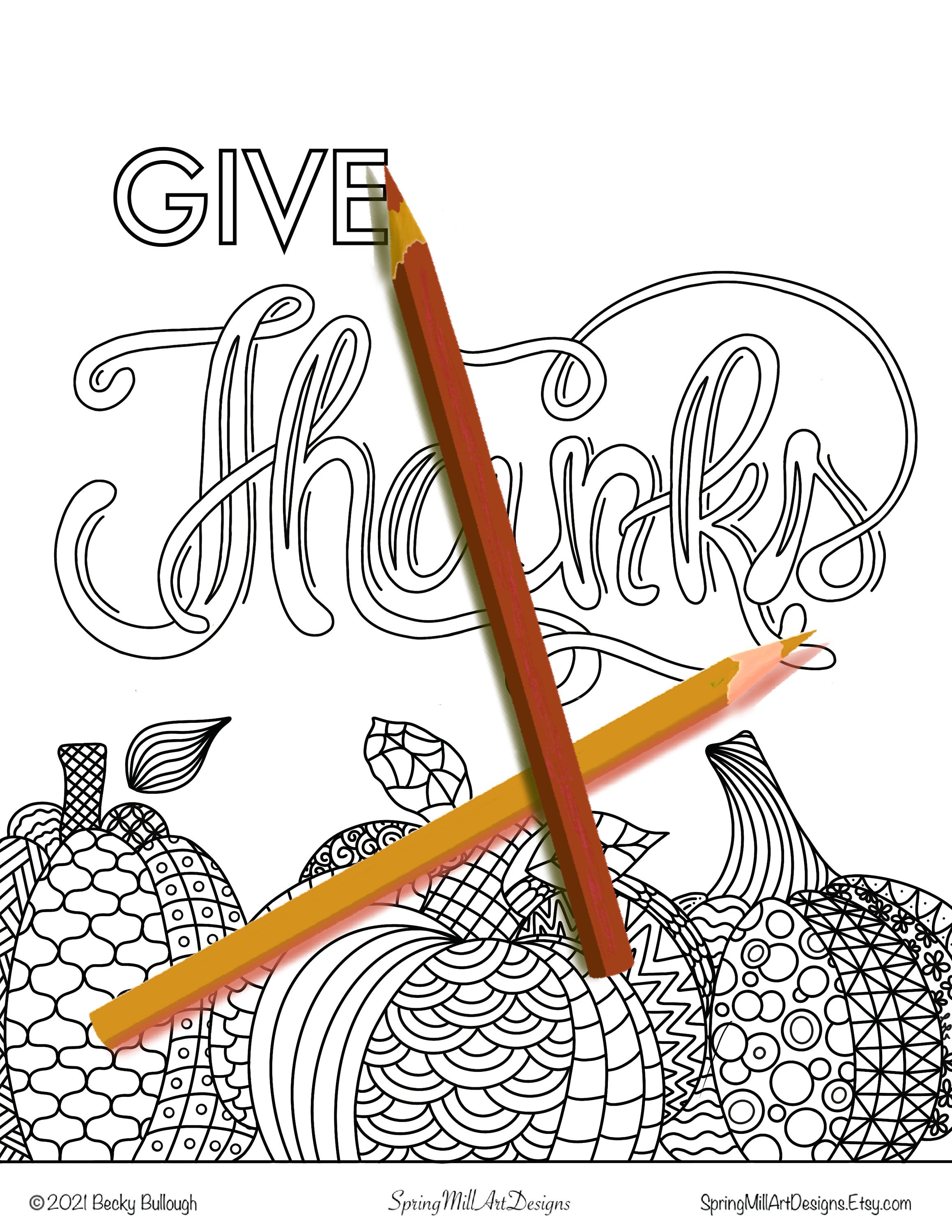 Coloring Page “give Thanks”—celebrate Fall Andthanksgiving With This ...
