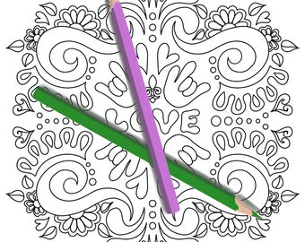 Printable ASL Coloring Page, ASL I Love You Coloring Sheet, Coloring ...