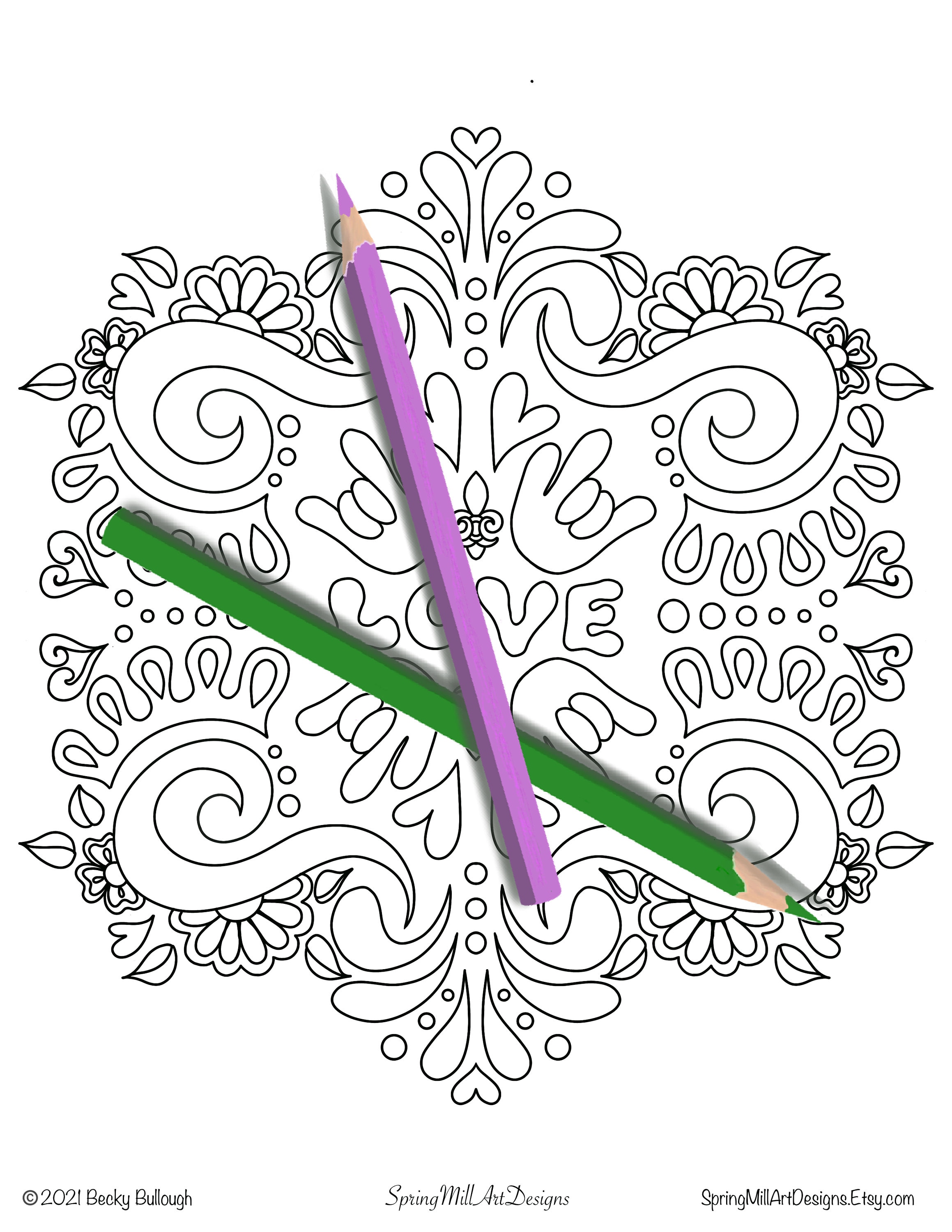 ASL Coloring Page I Love You Sign Printable - Etsy