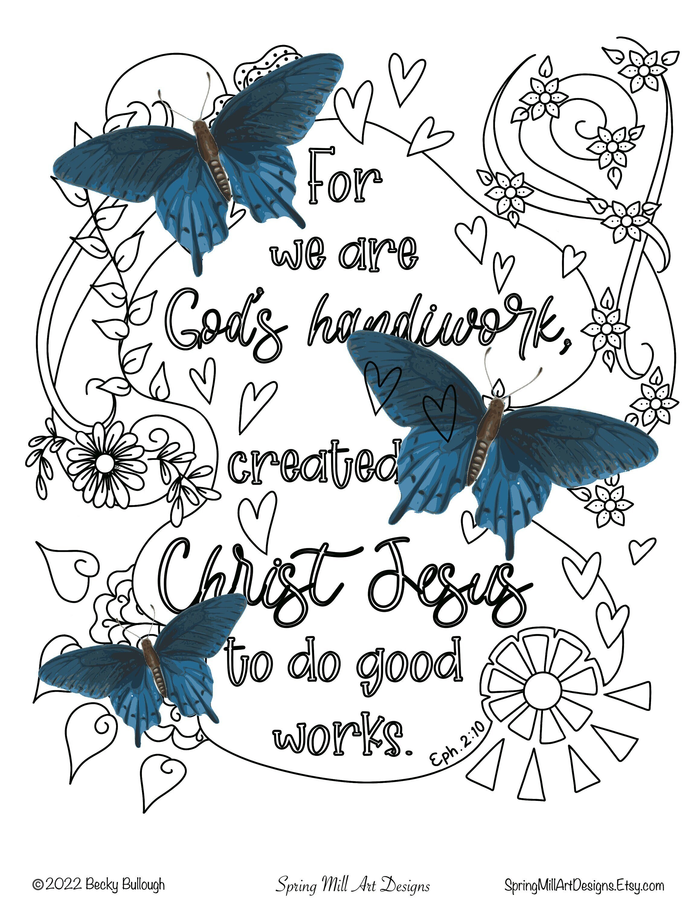 We Are God’s Handiwork Christian Coloring Page. Printable Scripture ...