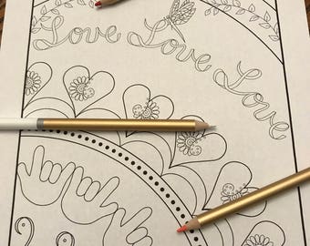 Asl Coloring Page - Etsy