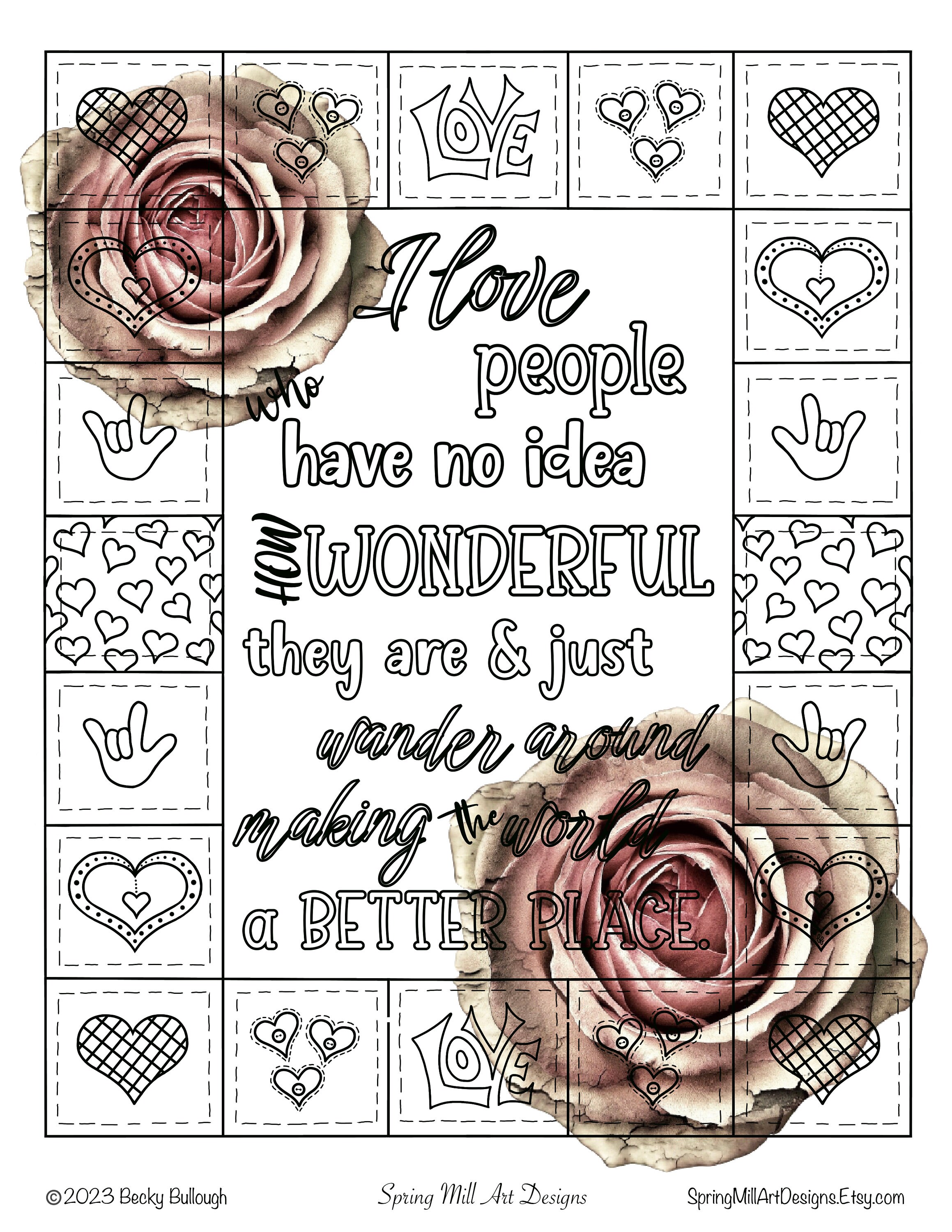 ASL I Love You Patchwork Coloring Page, People Make the World a Better ...