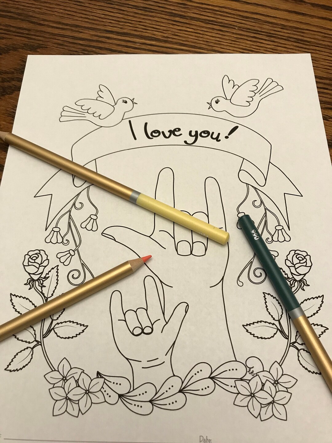 Coloring Page, "i Love You," ASL Hand Sign, Parent and Child Printable ...