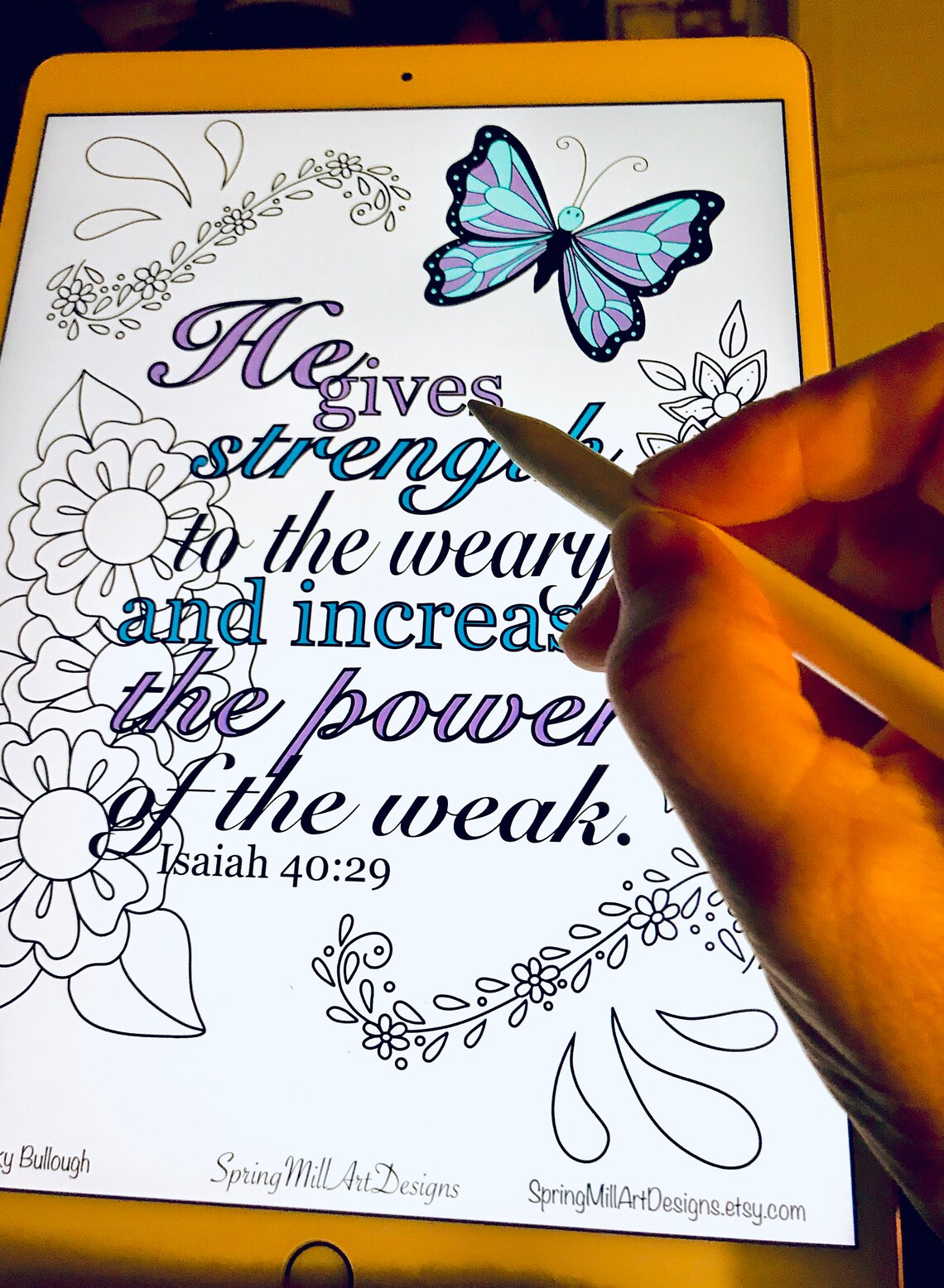 He Gives Strength to the Weary Printable Scripture Coloring Page - Etsy