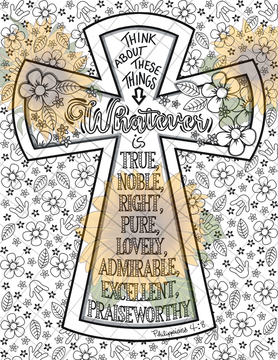 Coloring Page, “think About These Things” to Keep Hearts & Minds ...