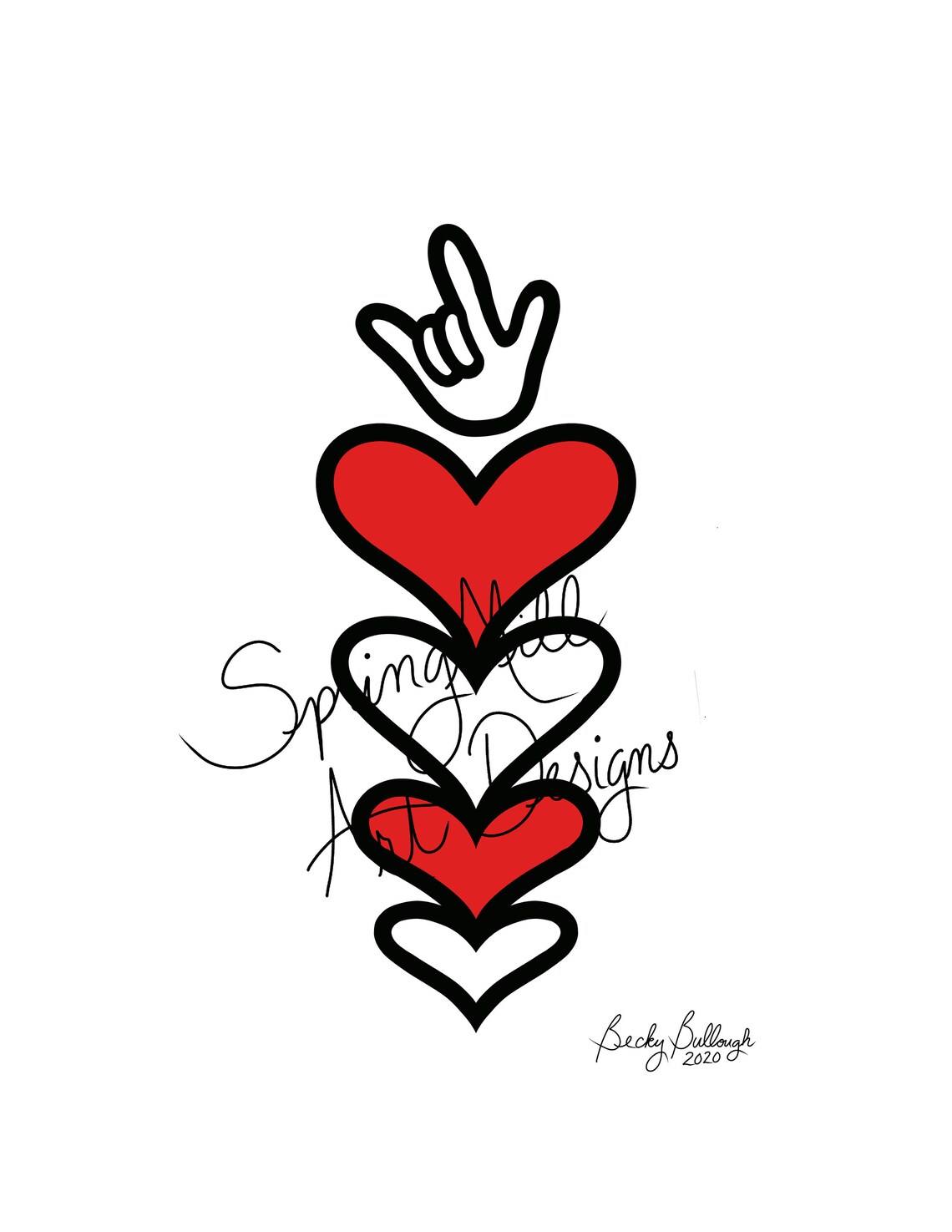 Set of 4 Unique Hearts With ASL “I Love You” Sign—wall Art Ready for ...