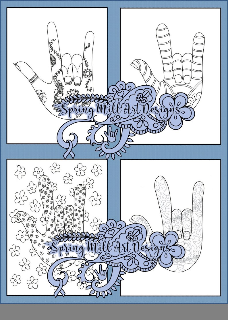 ASL I Love You Signs - Set 2, Consisting of 4 Printable Coloring Pages ...