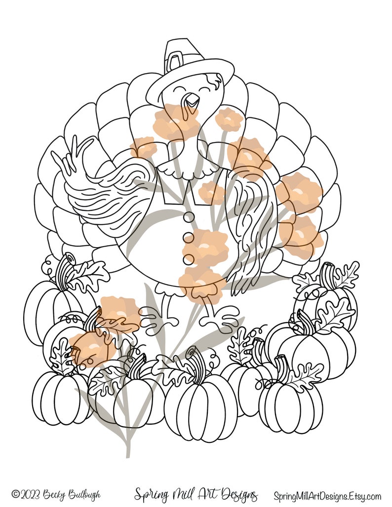 ASL Turkey Printable Coloring Page. Whimsical Thanksgiving Turkey ...