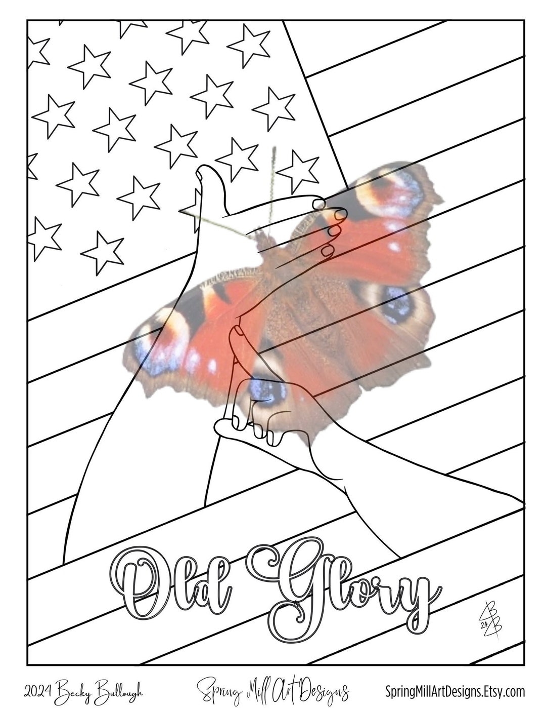 Coloring Page - USA Flag, ASL Sign for Flag. American Flag With Sign ...