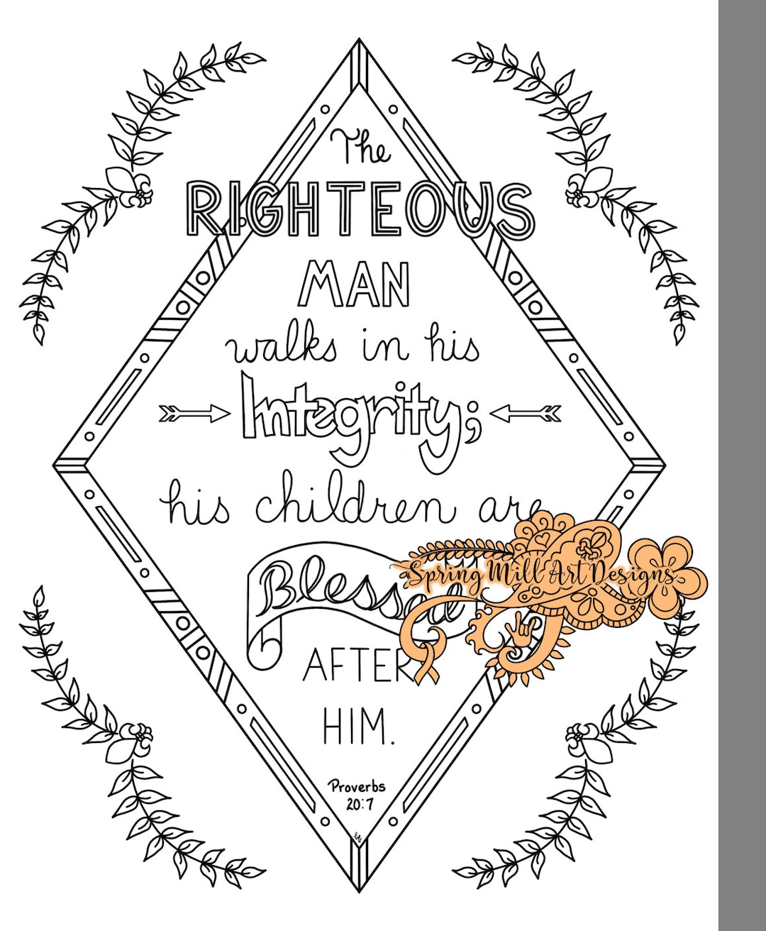 Father's Day Coloring Page With Scripture: the Righteous Man Walks in ...
