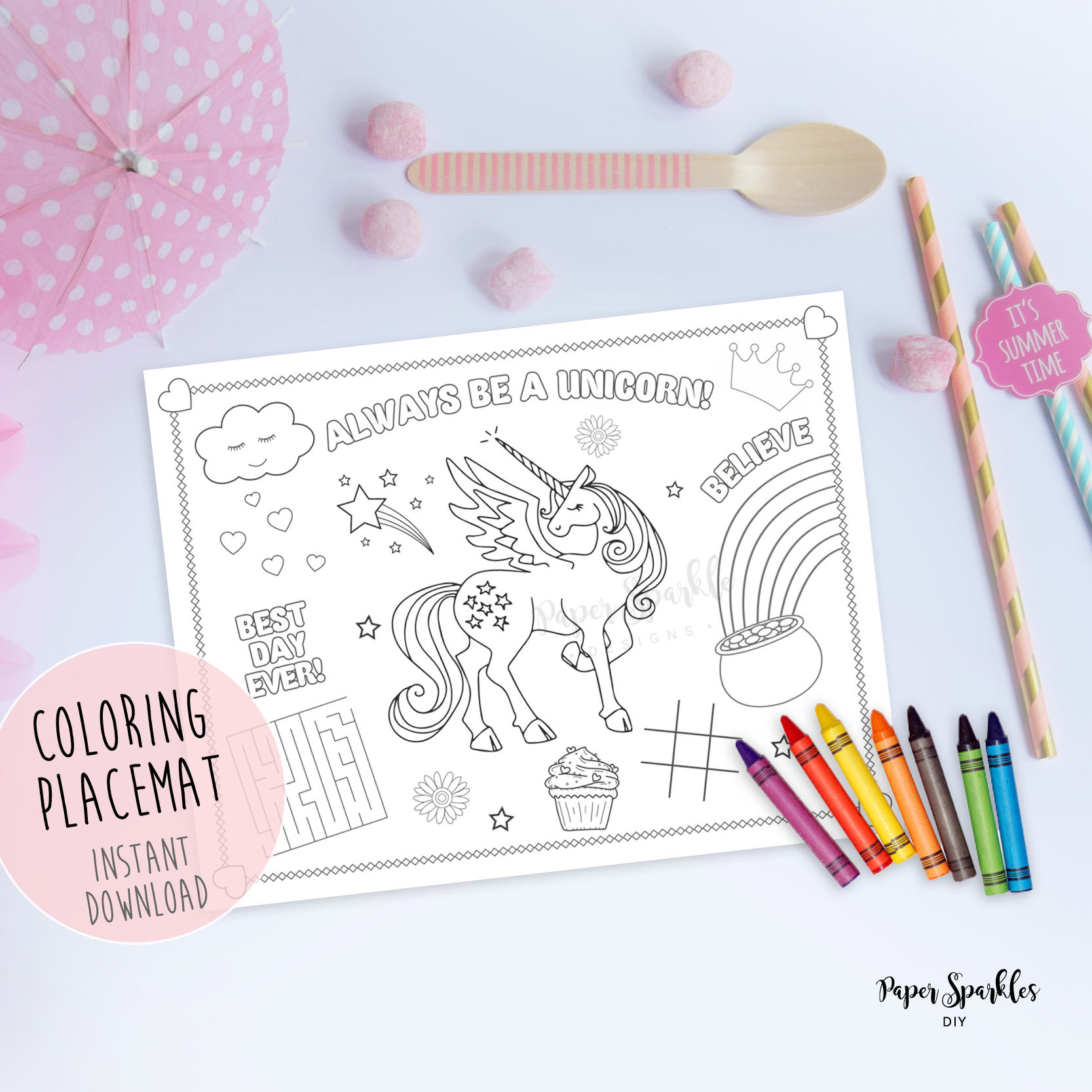 Unicorn coloring Unicorn party Unicorn Birthday Unicorn | Etsy