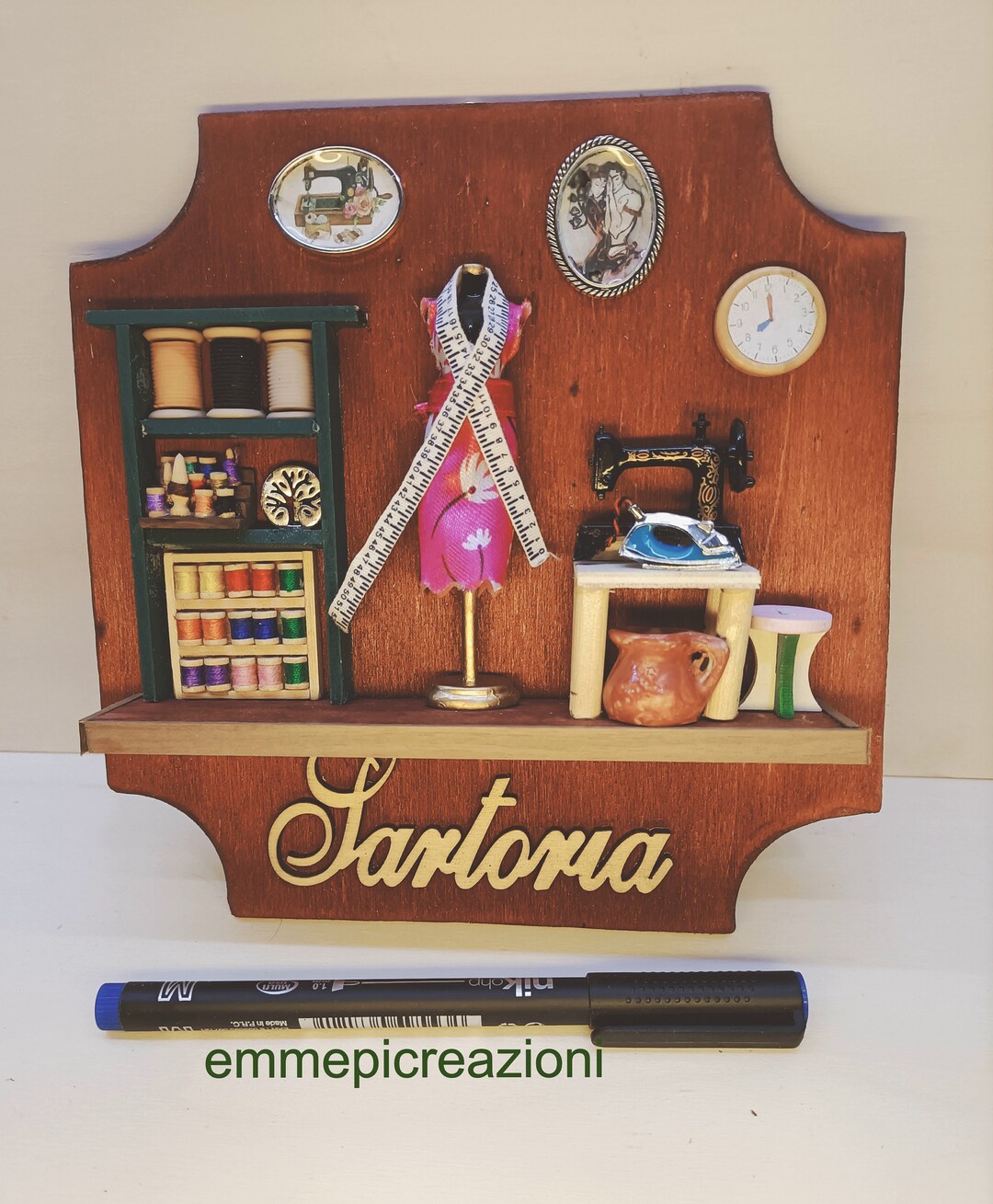 Decorated Wooden Tablet or Shelf, Tailoring, Sewing - Etsy