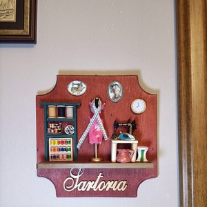 Decorated Wooden Tablet or Shelf, Tailoring, Sewing - Etsy