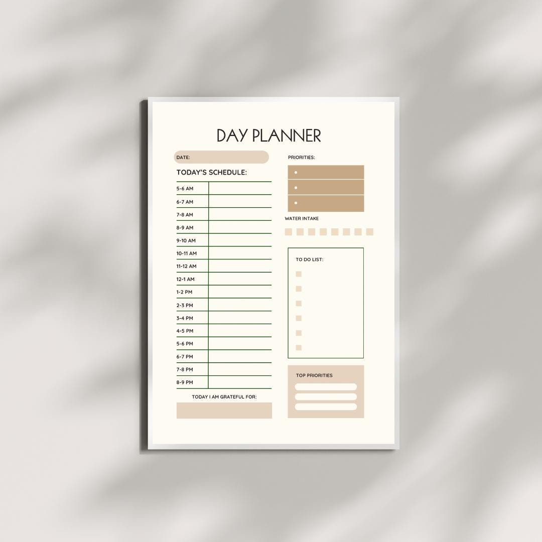 Daily Planner Printable | Minimalist Neutral Planner Page ...