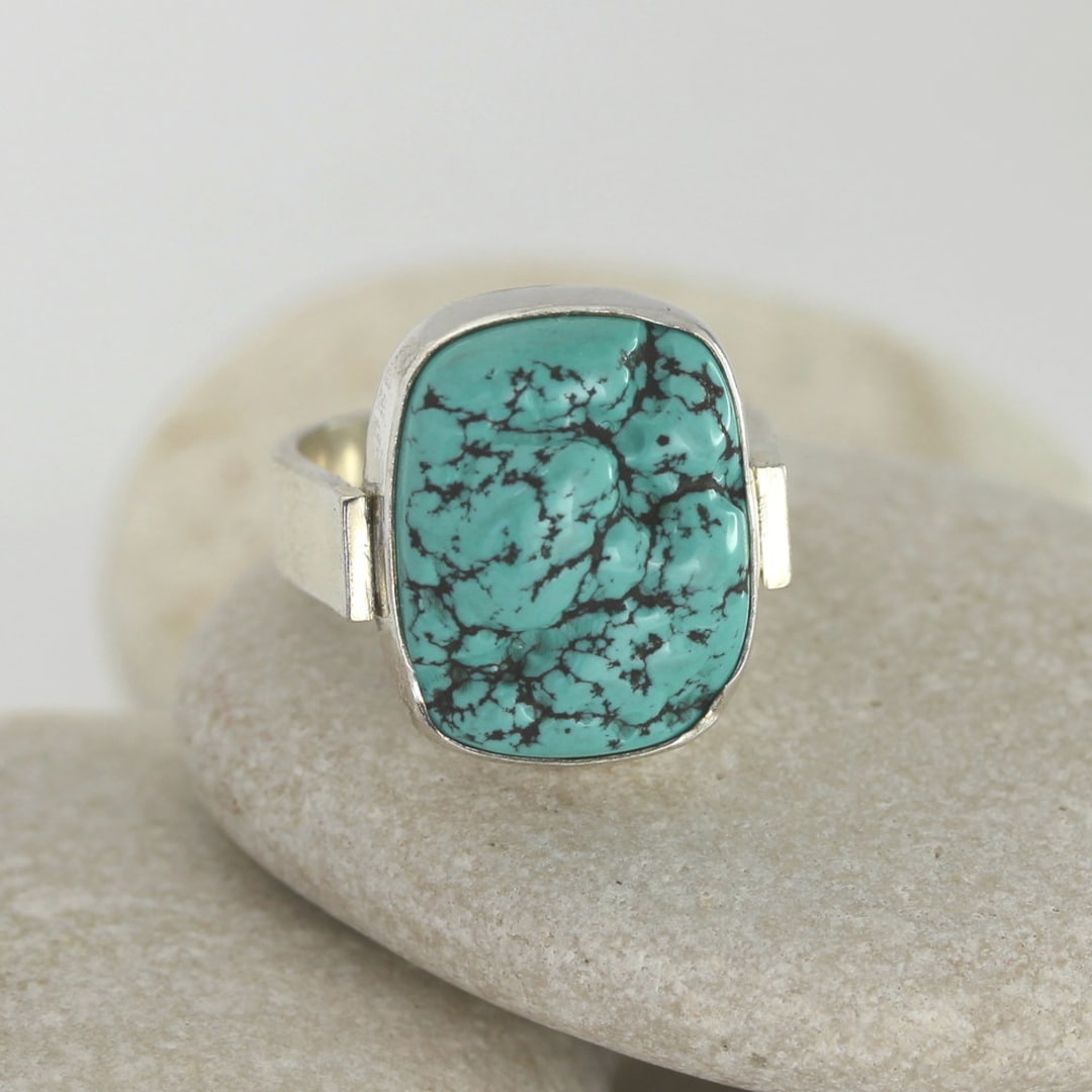 Custom Chunky Turquoise Ring Modern Raw Turquoise Ring in Custom ...