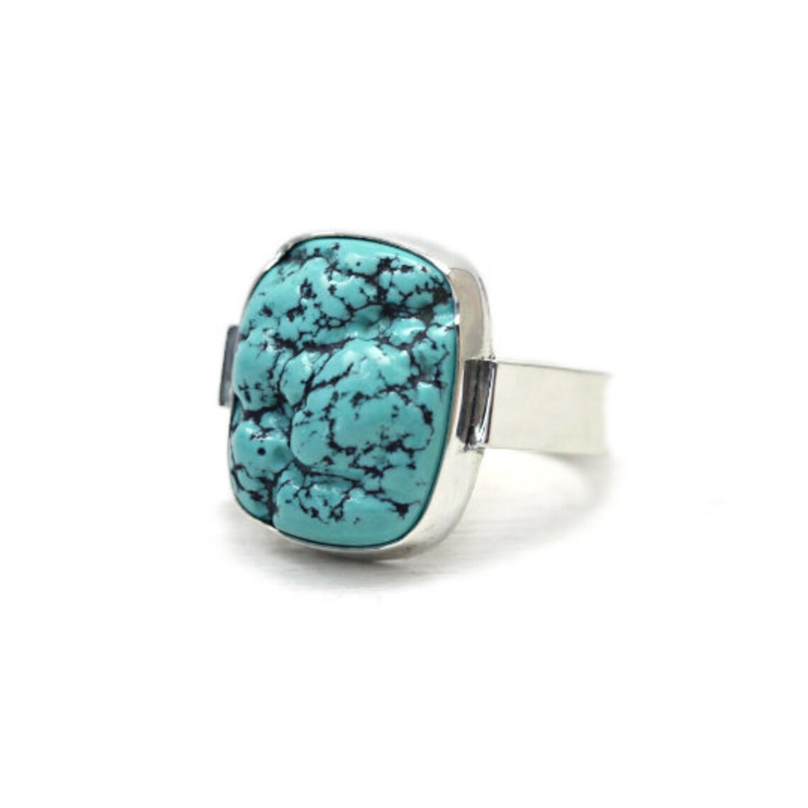 Custom Chunky Turquoise Ring Modern Raw Turquoise Ring in Custom ...