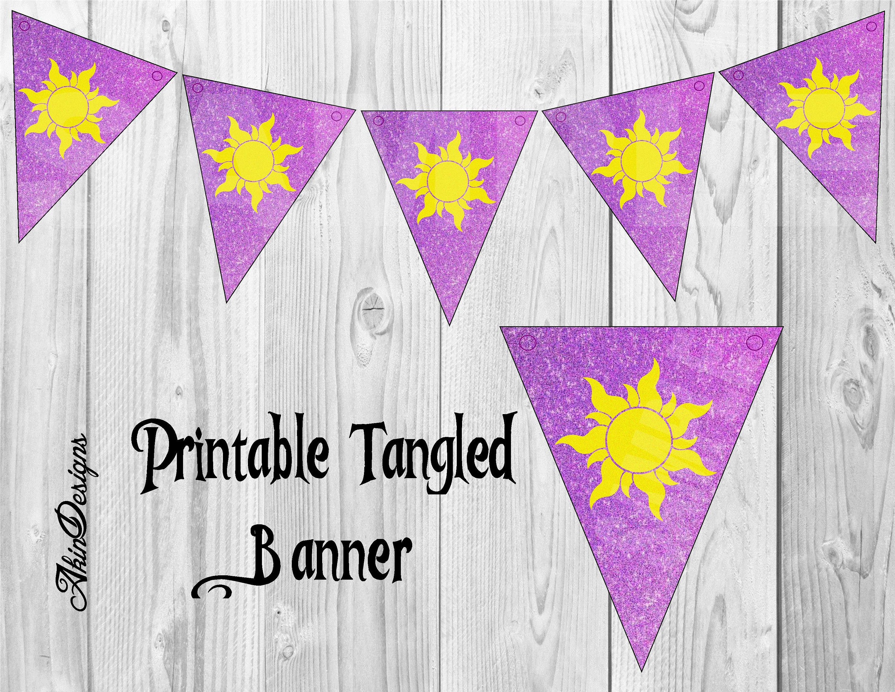 Tangled Banner Printable Tangled Flag Banner Custom Cut