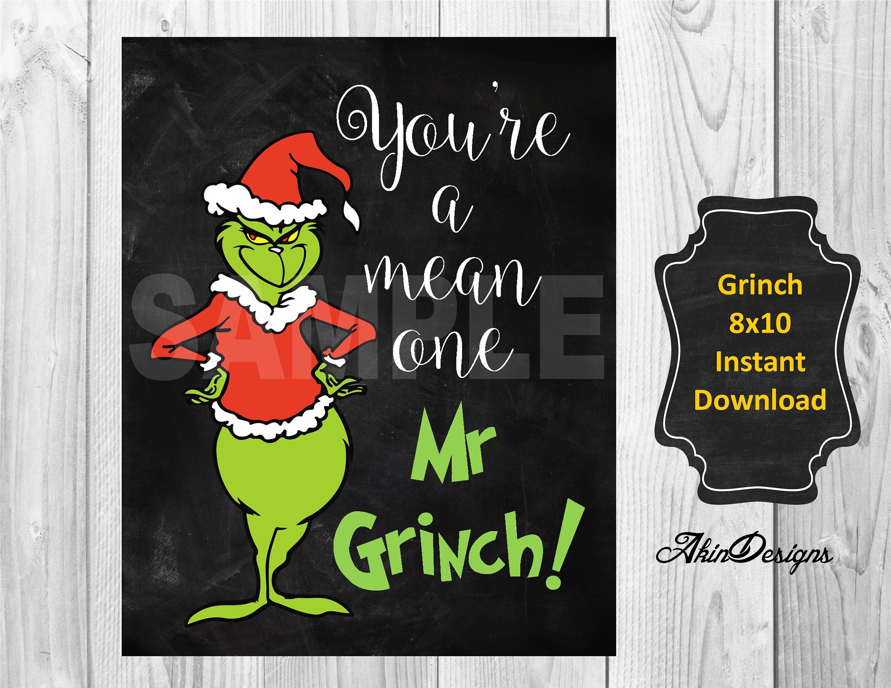 Grinch You're a Mean One 8x10 Printable Instant | Etsy