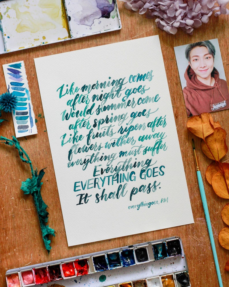 Everythingoes RM Calligraphy Lyric Art Print - Etsy