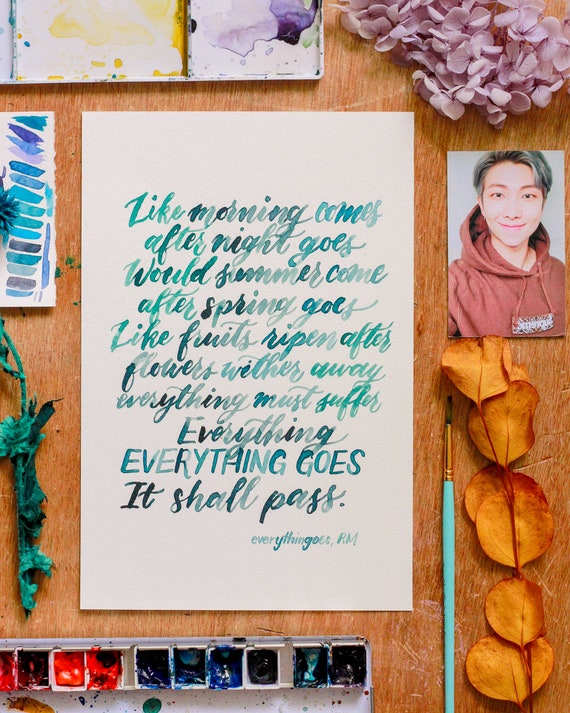 Everythingoes RM Calligraphy Lyric Art Print | Etsy