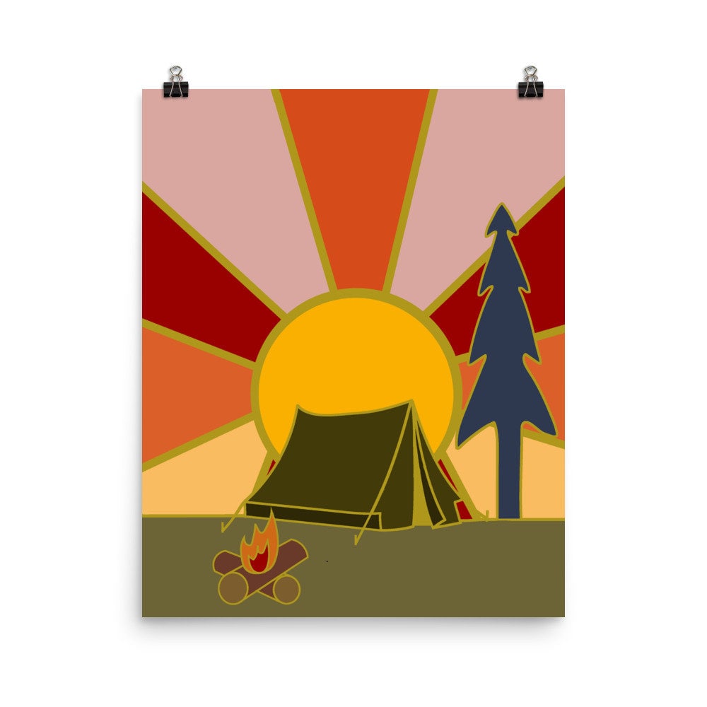 Retro Camping Poster // 70s Hiking Poster Wall Art // Retro | Etsy