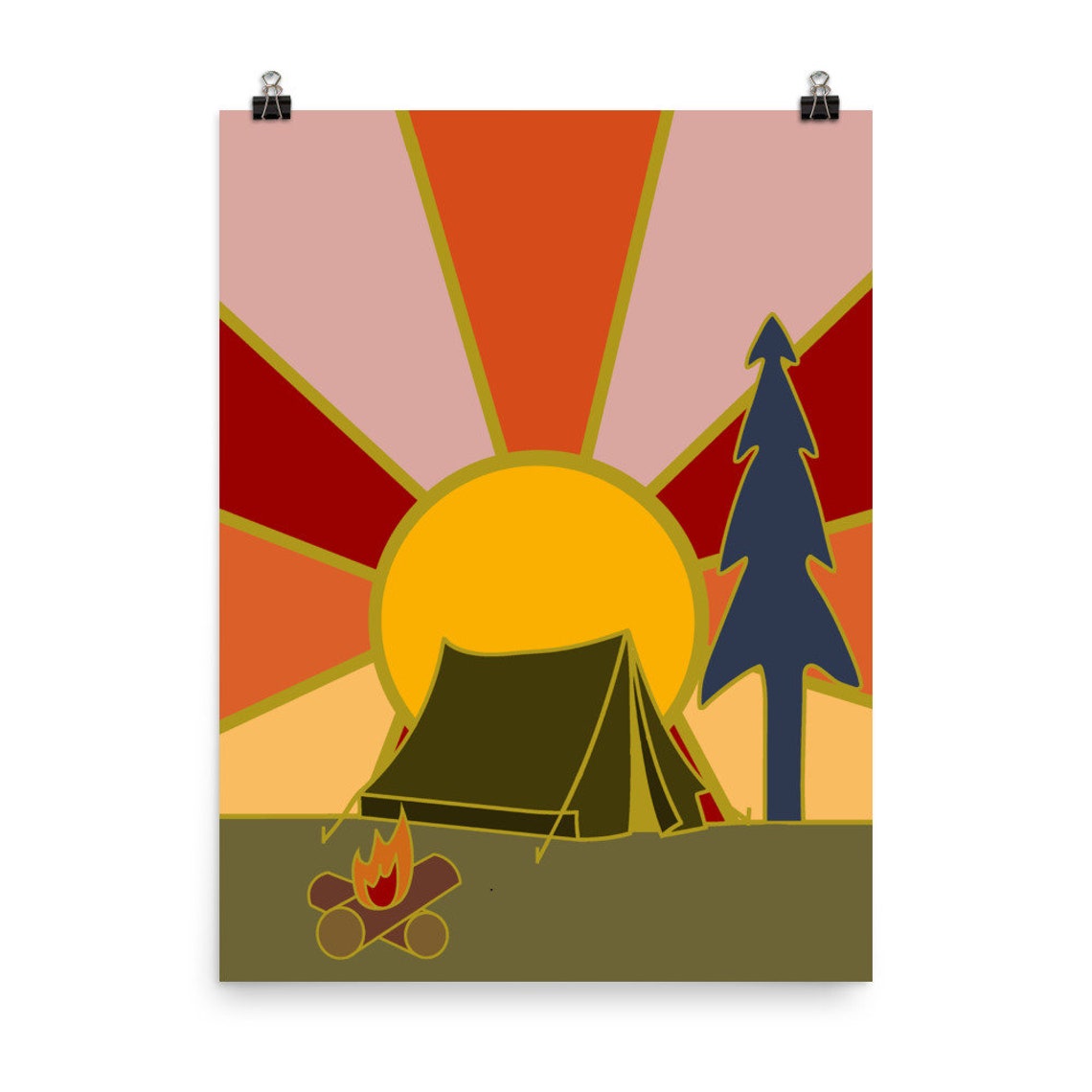 Retro Camping Poster // 70s Hiking Poster Wall Art // Retro | Etsy