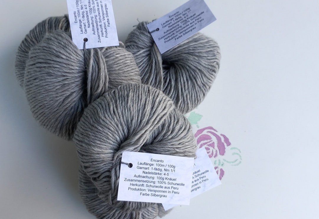 Encanto Silver Grey Virgin Wool From Peru, Delicately Mottled Soft ...