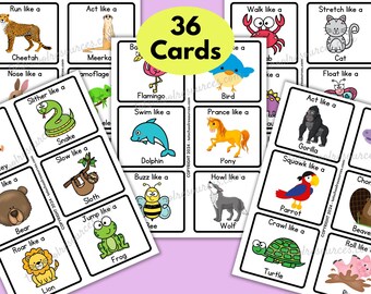 Animal Movement Cards Preschool Activity and Busy Bag - Etsy