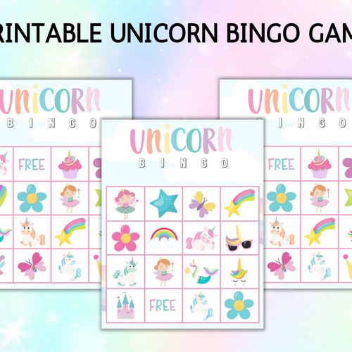 Unicorn Bingo Unicorn Birthday Party Game Unicorn Activity | Etsy