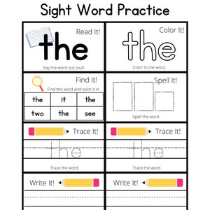 Sight Word Worksheets - Non Decodable Words - Etsy