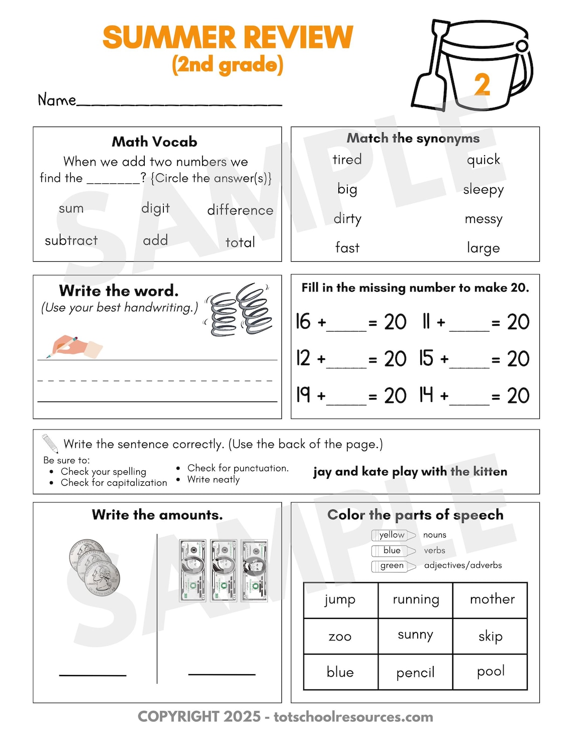 2nd to 3rd Grade Summer Review Worksheets: Math & Phonics (PDF ...