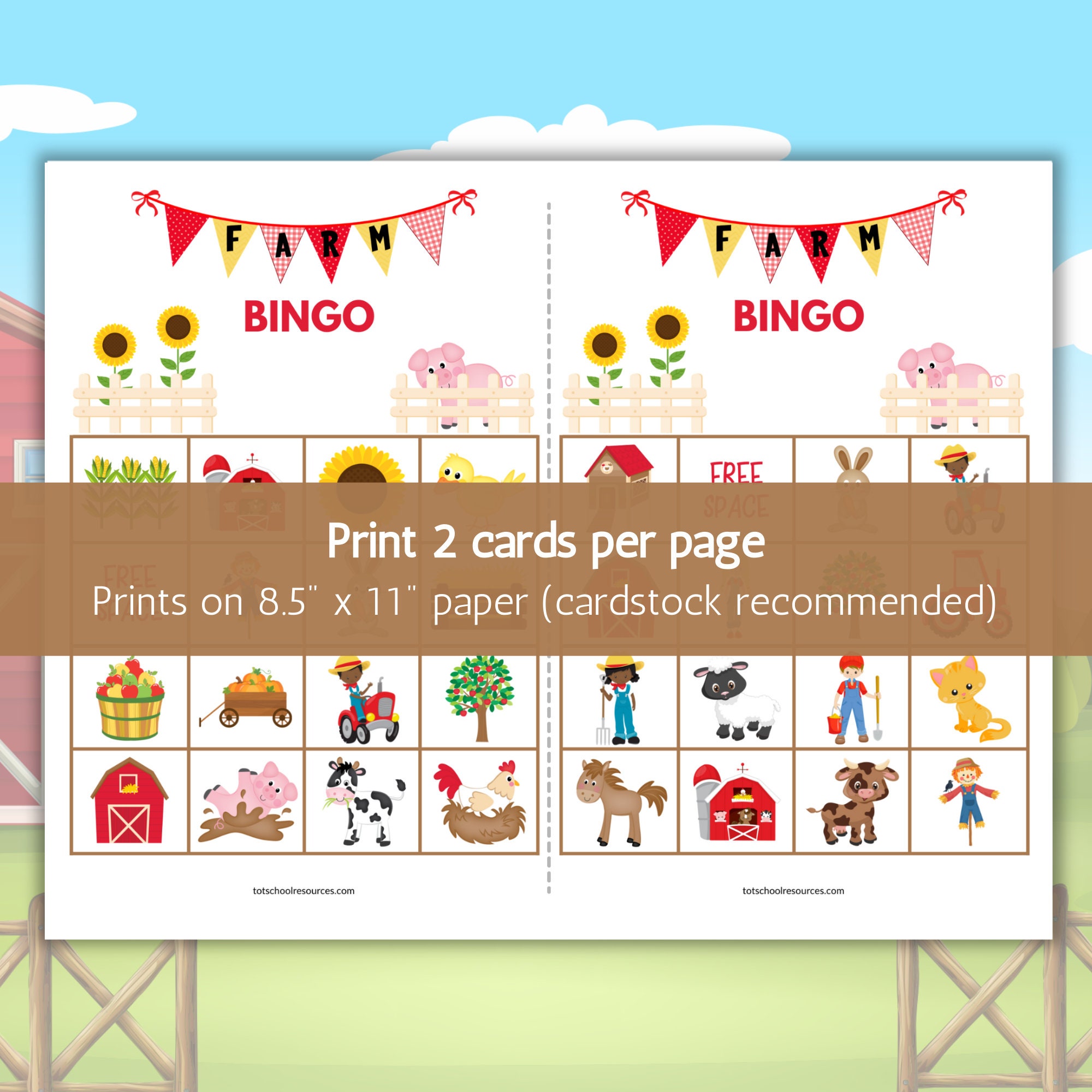 Farm Bingo Farm Animal Party Game Farm Activity | Etsy España