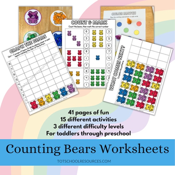 Counting Bears Preschool Worksheets - Etsy