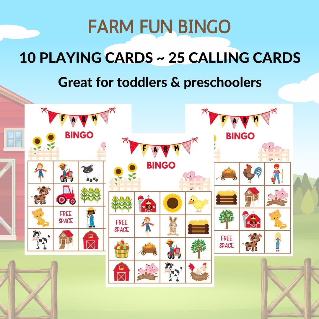 Farm Bingo - Farm Animal Party Game - Farm Activity - Etsy