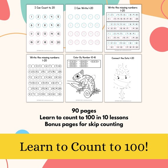 Count to 100 Kindergarten Worksheets - Etsy